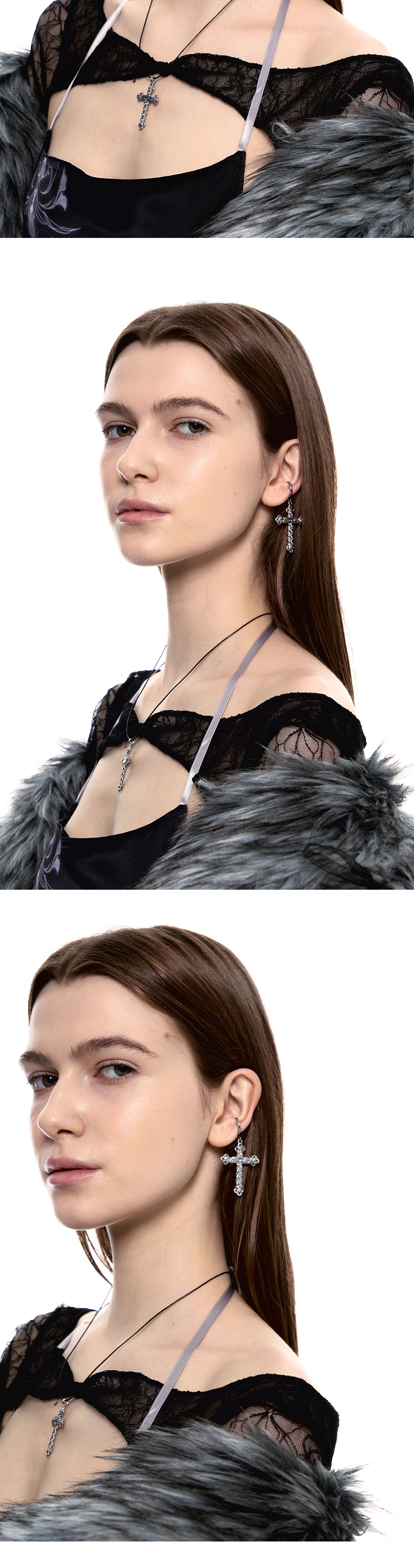 센티멍 넘버 474 매듭 십자가 이어링 실버 | SENTIMENTS | KREAM