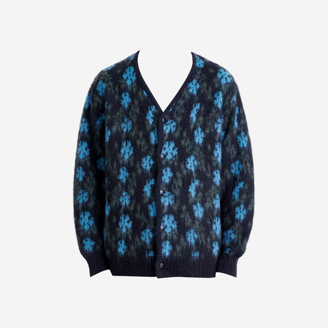 니들스 x 스튜디오스 모헤어 가디건 플라워 블랙 | Needles | KREAM