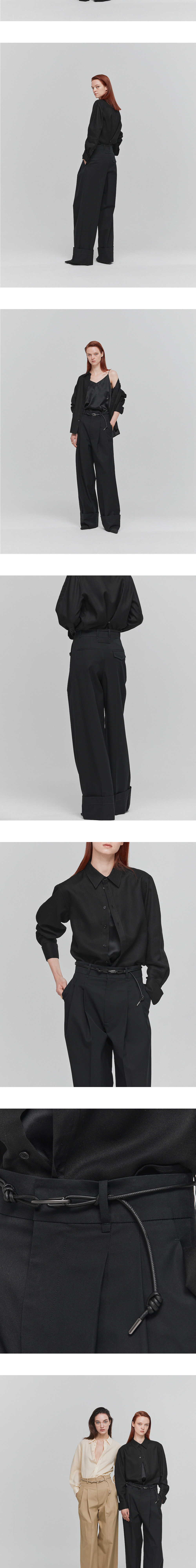 르하스 벨티드 코튼 턴업 팬츠 - 다크 네이비 | L'H.A.S | KREAM