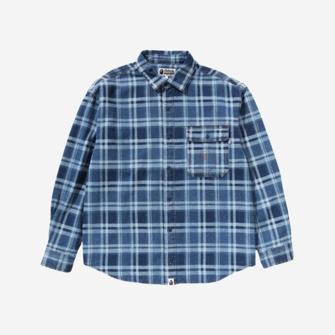 베이프 체크 데님 셔츠 인디고 | BAPE | KREAM