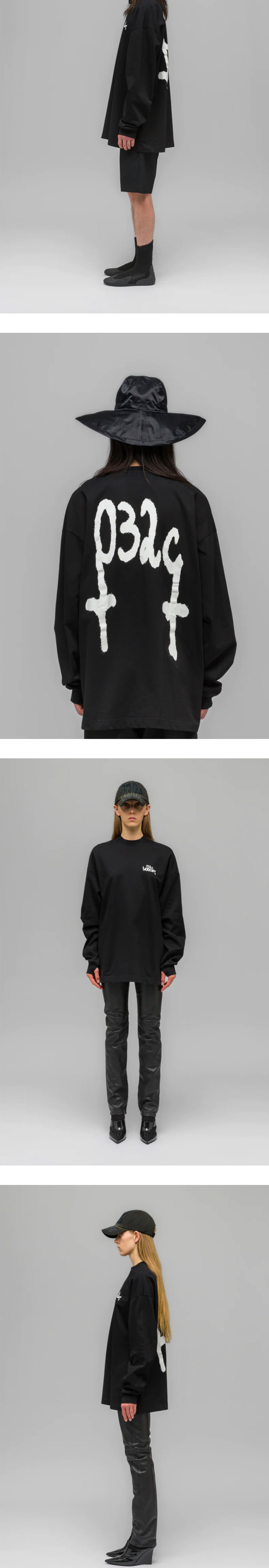 032c 메이헴 오버사이즈 롱슬리브 워시드 블랙 | 032c | KREAM