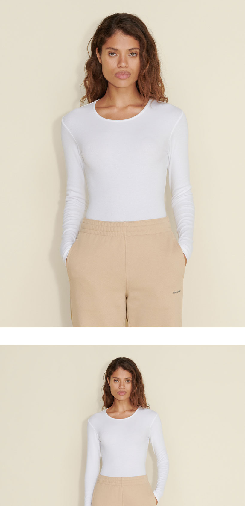 홀츠베일러 우먼 피티드 립 롱 슬리브 화이트 | Holzweiler | KREAM