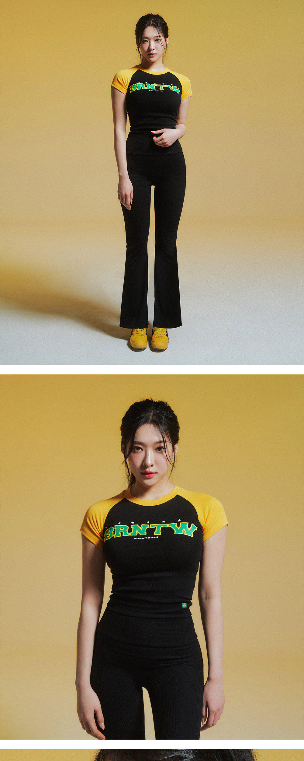 본투윈 BRNTW 래글런 세미 크롭 티셔츠 블랙 | BORN TO WIN | KREAM