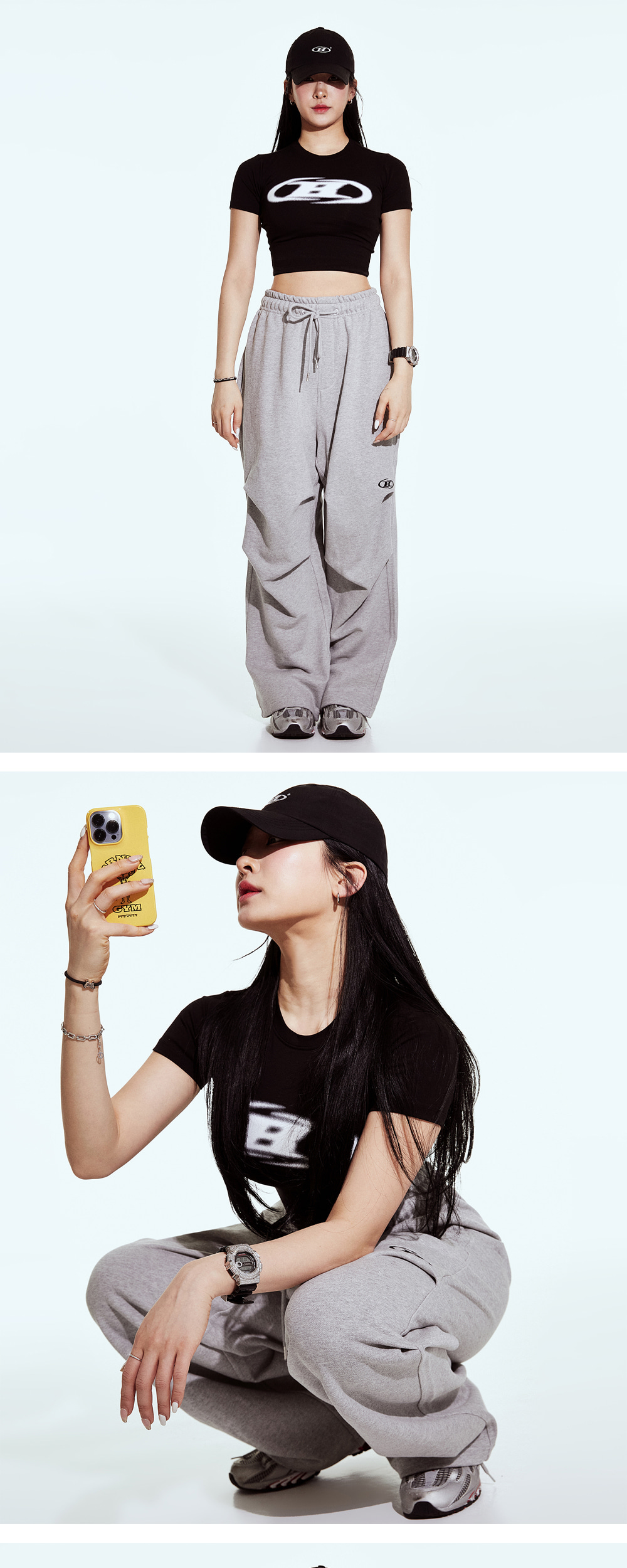 본투윈 블러 로고 크롭 탑 블랙 | BORN TO WIN | KREAM