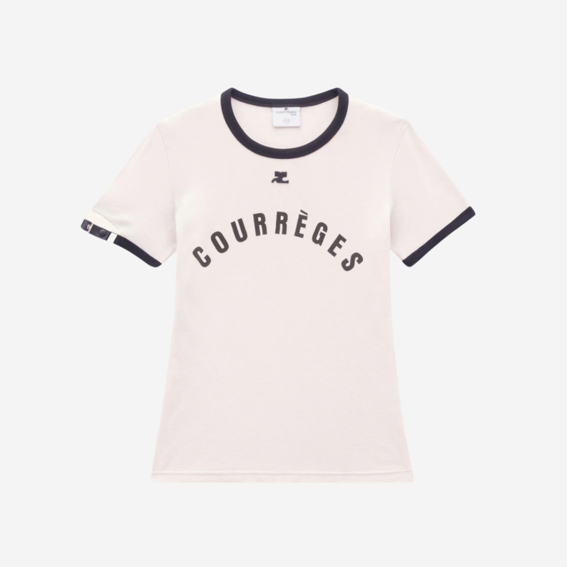 (W) 꾸레쥬 버클 콘트라스트 프린티드 티셔츠 라임 스톤 블랙 | Courreges | KREAM