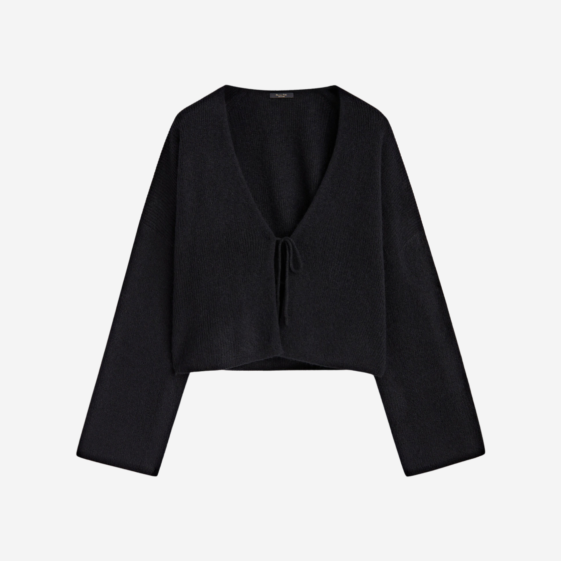 마시모두띠 타이 디테일 숏 시머리 니트 가디건 블랙 | Massimo Dutti | KREAM