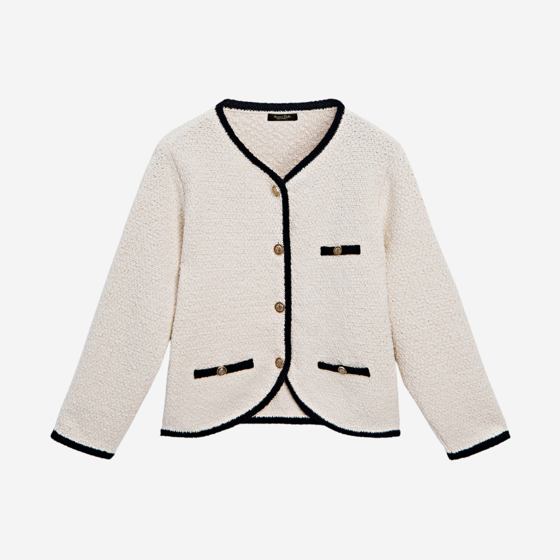 마시모두띠 콘트라스트 텍스처드 니트 가디건 크림 | Massimo Dutti | KREAM