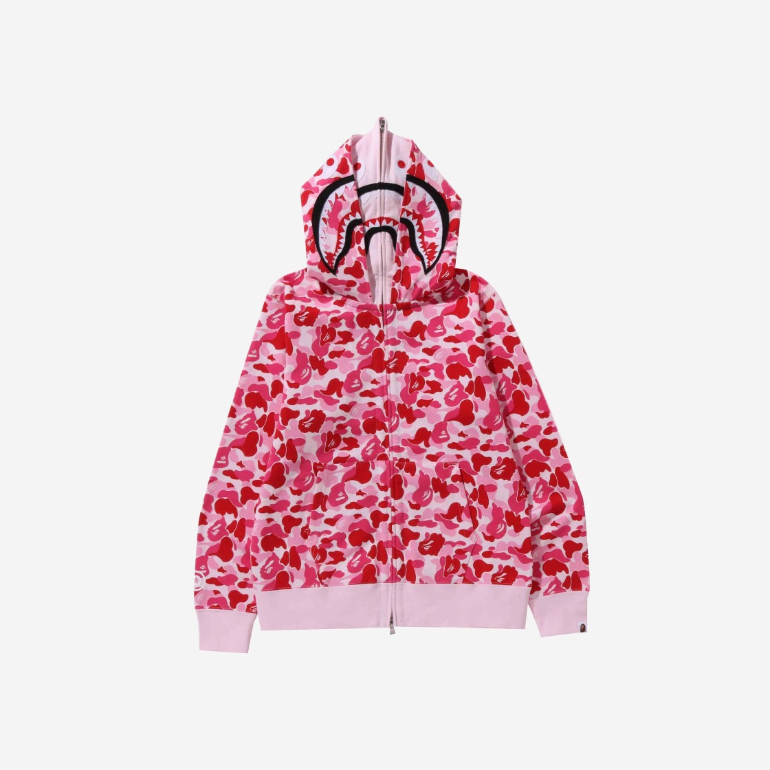 베이프 Abc 카모 더블 샤크 풀 집 후드 핑크 Bape Kream