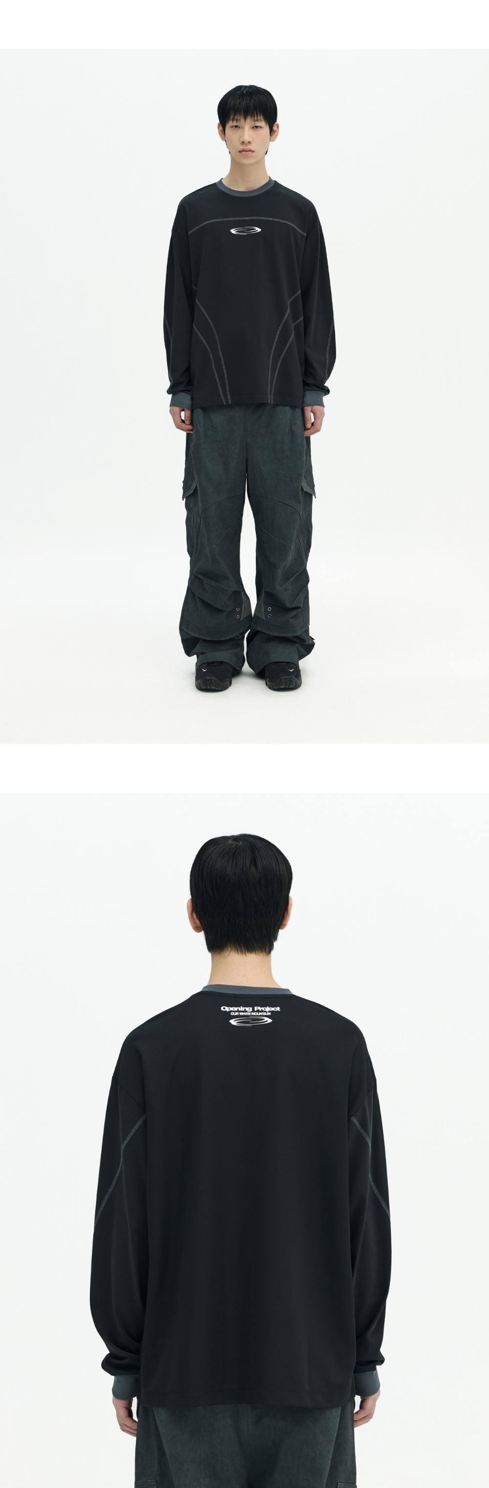 오프닝프로젝트 심볼 로고 스티치 저지 블랙 | Opening Project | KREAM