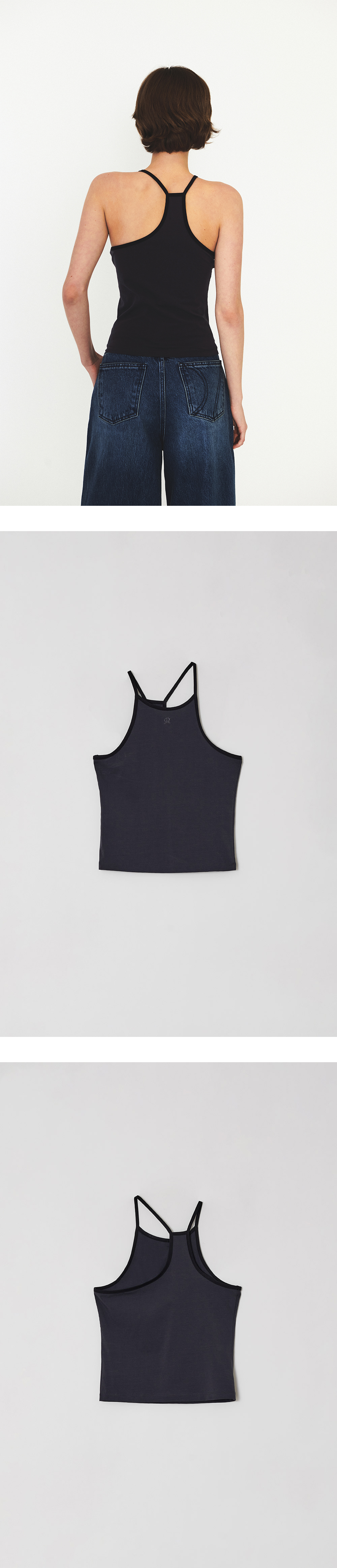 다이애그널 언발란스 슬리브리스 탑 다크 그레이 | DIAGONAL | KREAM