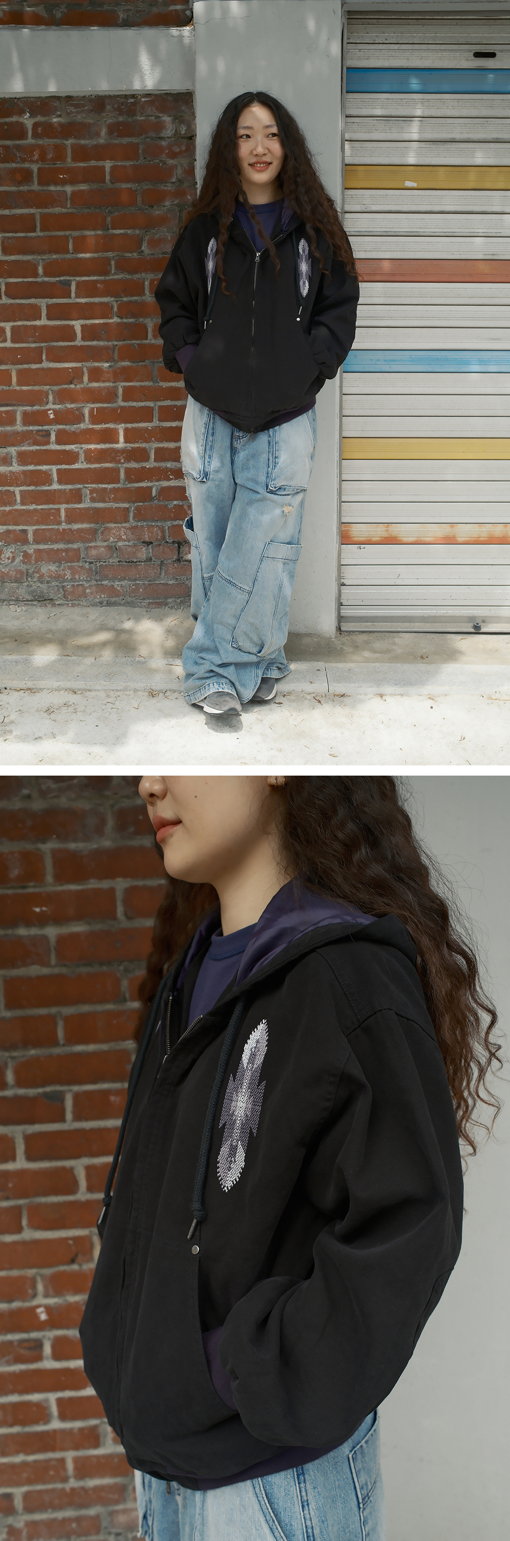 카락터 오르테가 워크 후드 집업 블랙 | Karactor | KREAM