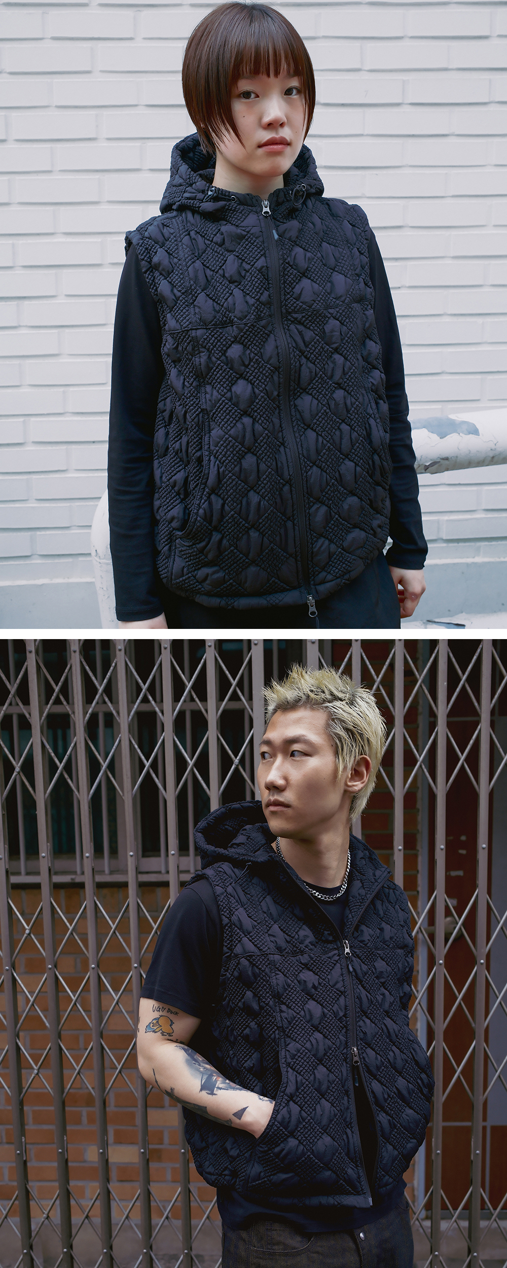 카락터 어글리 후드 집 베스트 블랙 | Karactor | KREAM