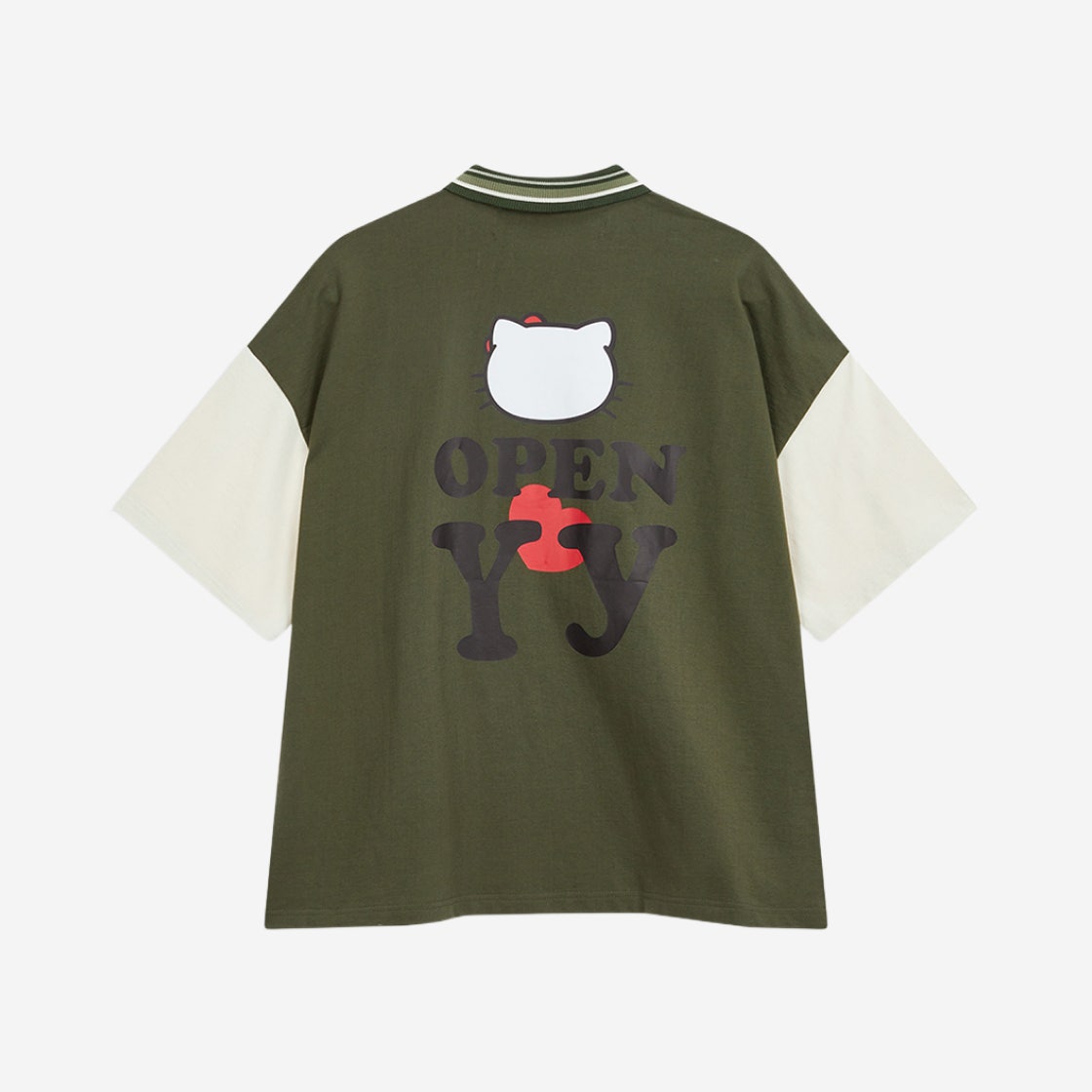 오픈 Yy x 헬로 키티 카라 티셔츠 카키 | Open Yy | KREAM