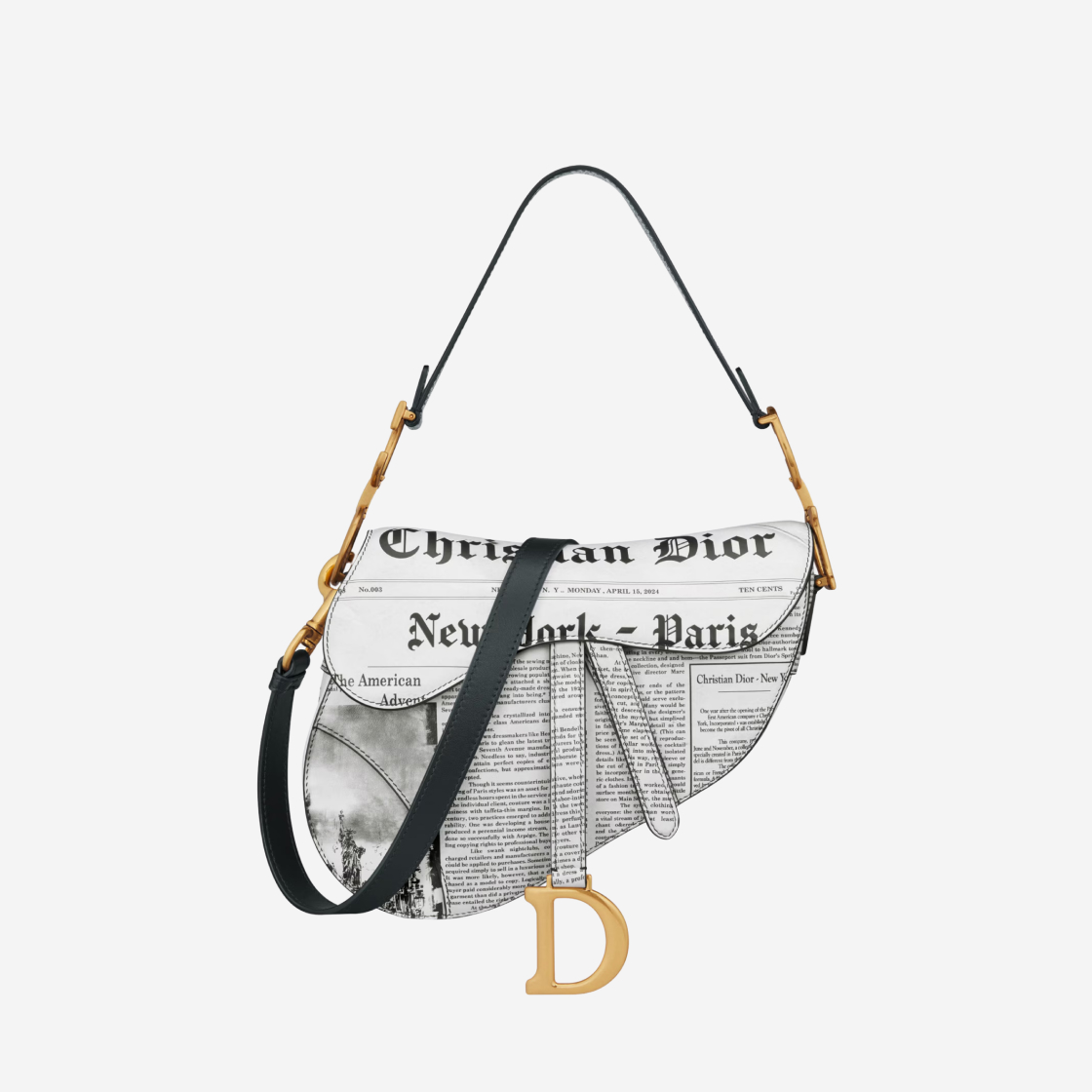 디올 새들 스트랩 백 뉴스페이퍼 프린트 카프스킨 화이트 블랙 | Dior | KREAM