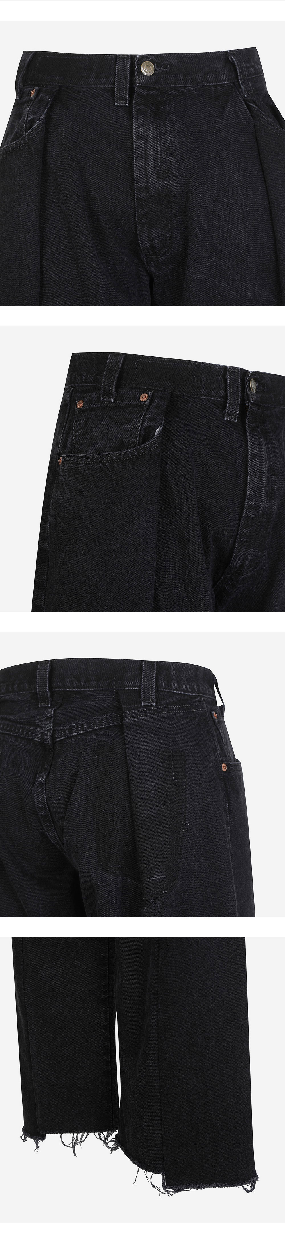나나서카 서카 메이크 버티컬리 컷 백 와이드 데님 팬츠 블랙 | 77circa | KREAM