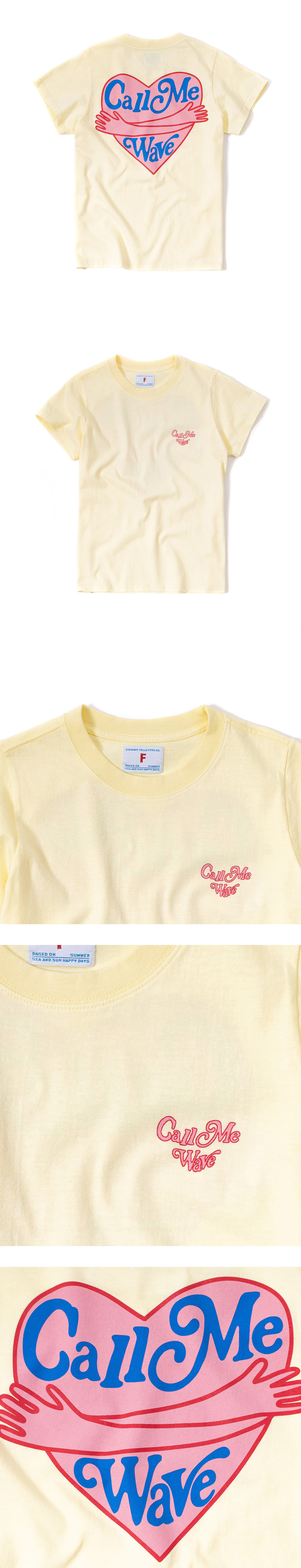 빅웨이브 컬렉티브 콜 미 웨이브 위드 러브 티셔츠 레몬 옐로우 | BIGWAVE COLLECTIVE | KREAM