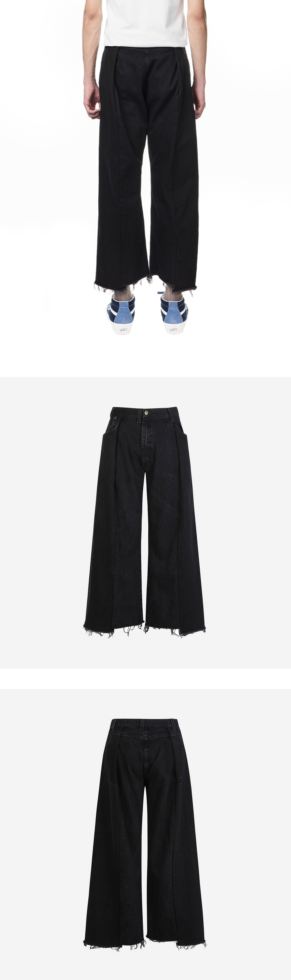 나나서카 서카 메이크 버티컬리 컷 백 와이드 데님 팬츠 블랙 | 77circa | KREAM