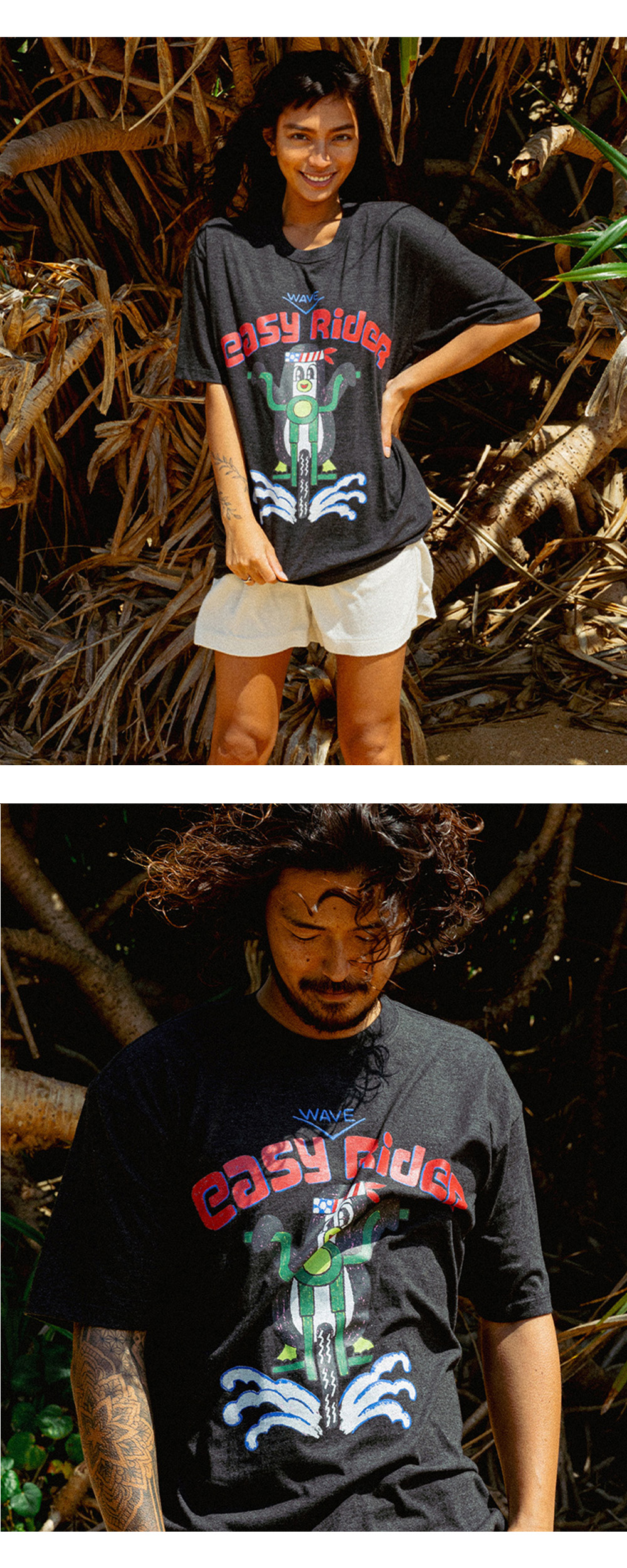 빅웨이브 컬렉티브 이지 웨이브 라이더 티셔츠 챠콜 블랙 | BIGWAVE COLLECTIVE | KREAM