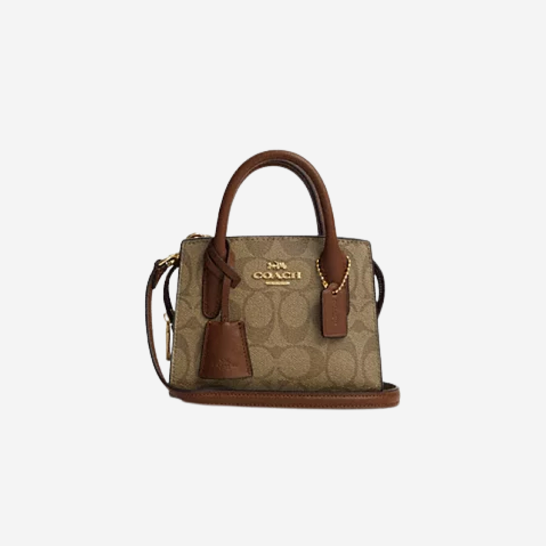 코치 시그니처 캔버스 안드레 미니 캐리올 카키 새들 2 | Coach | KREAM