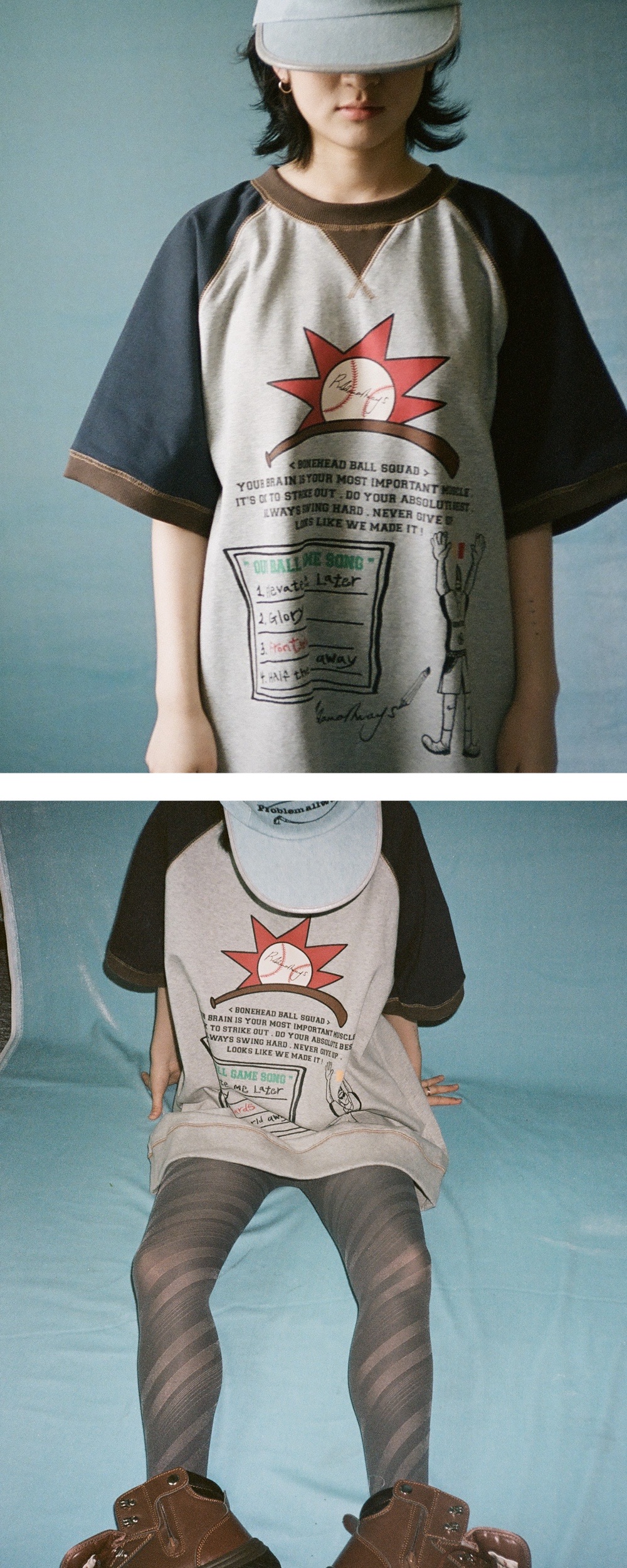 프라블럼올웨이즈 레퍼리 래글런 스웨트셔츠 그레이 | Problemallways | KREAM