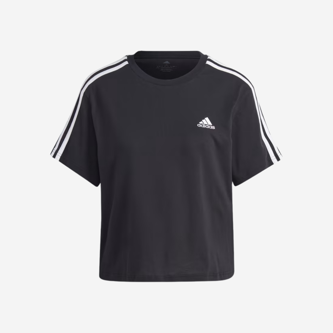 (W) 아디다스 에센셜 삼선 싱글 저지 크롭 탑 블랙 - KR 사이즈 | Adidas | KREAM