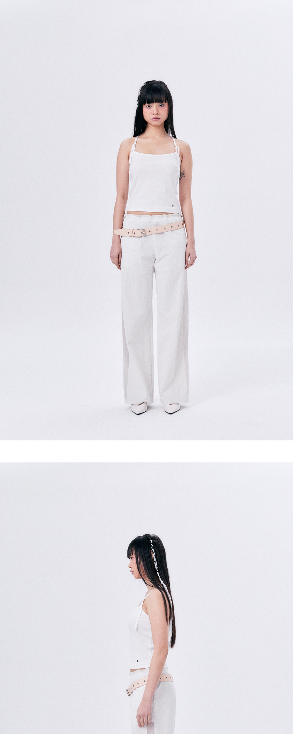 할로미늄 사이드 메쉬 에슬릭 스트링 팬츠 에크루 | HALOMINIUM | KREAM