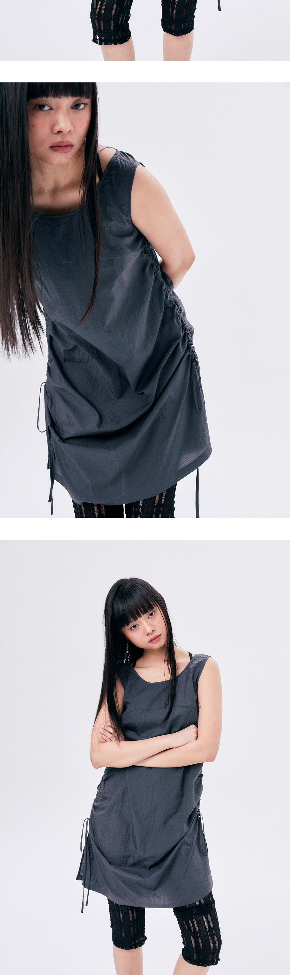 할로미늄 체크 시어드 드레스 애쉬 그레이 | HALOMINIUM | KREAM