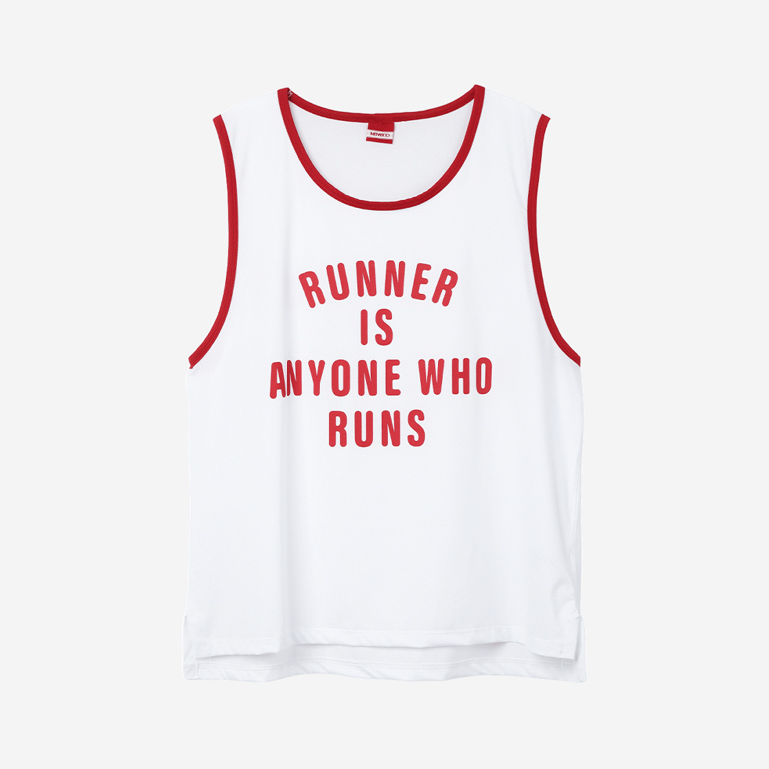 미나수 메쉬러닝나시TOP 슬로건나염 민소매 화이트 | MENASOO | KREAM