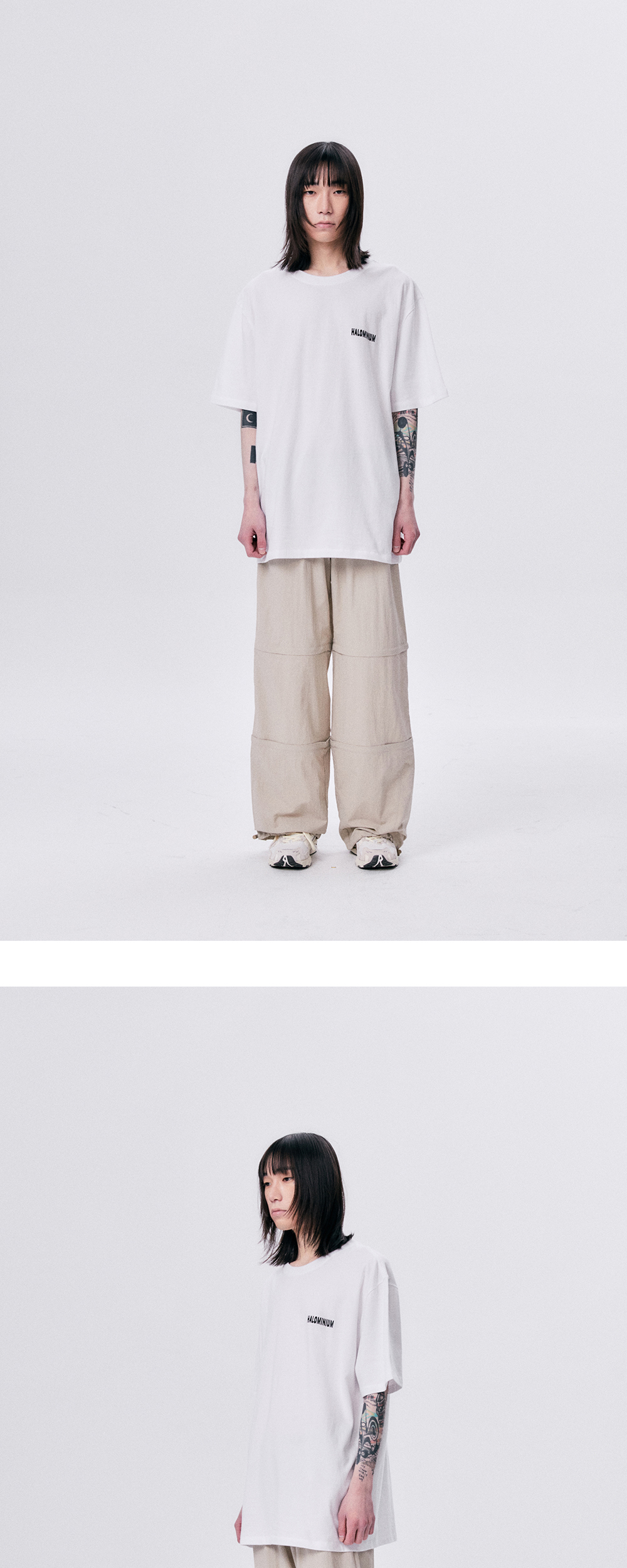 할로미늄 웨이브 백 요크 오버사이즈 티 화이트 | HALOMINIUM | KREAM