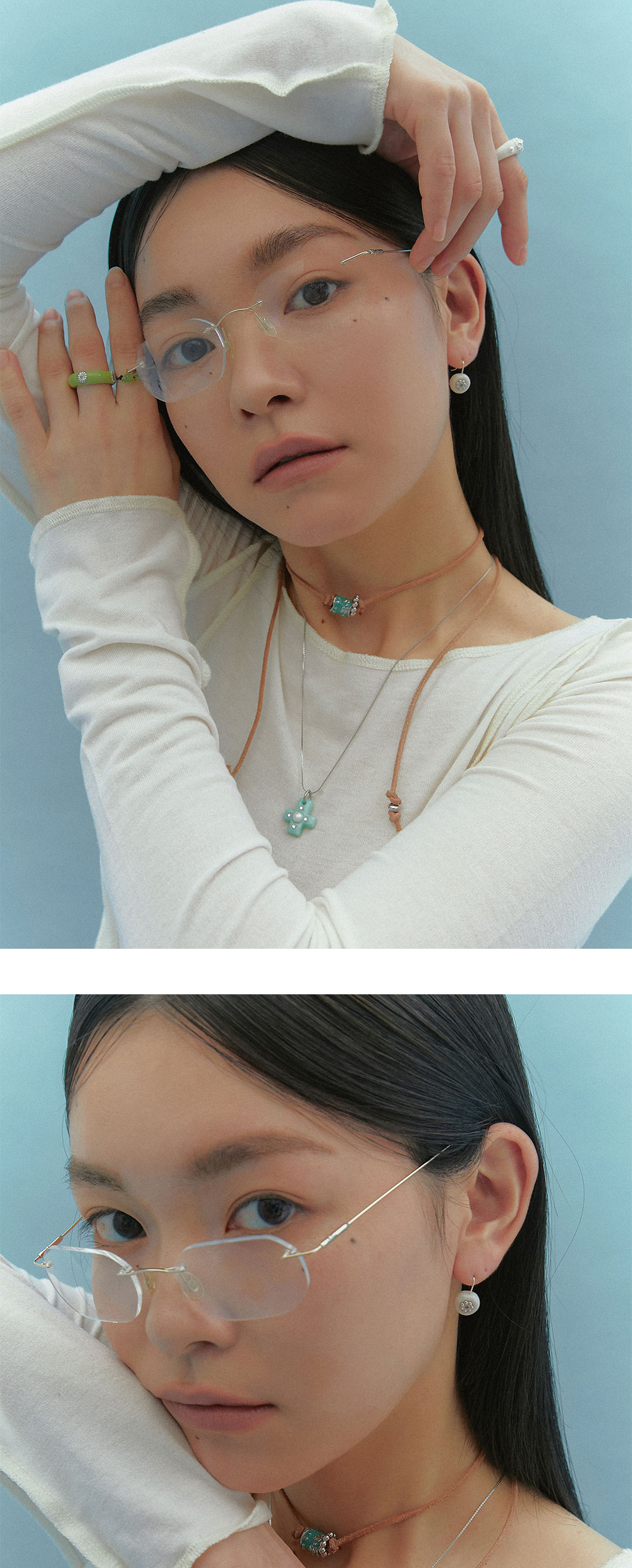 엔프프 젬 스트링 반지 세트 그린 | Nff | KREAM