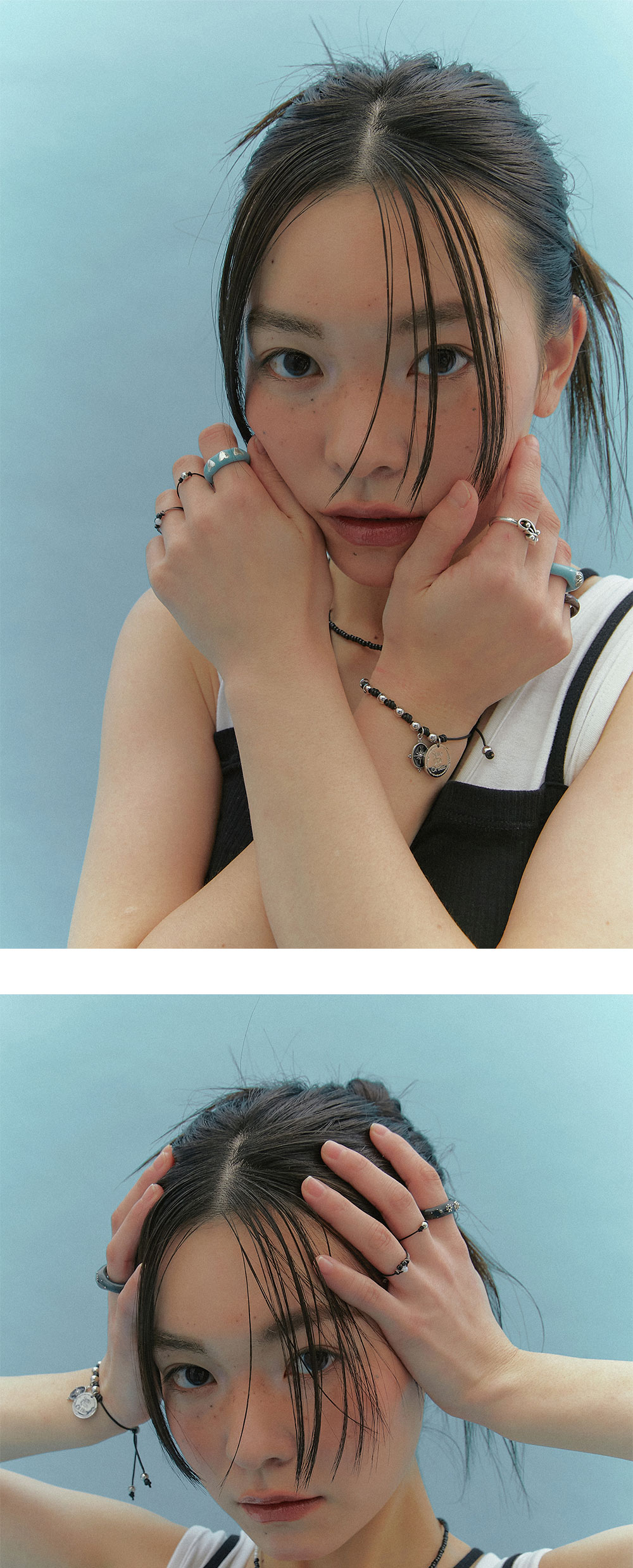 엔프프 젬 스트링 반지 세트 블랙 | Nff | KREAM