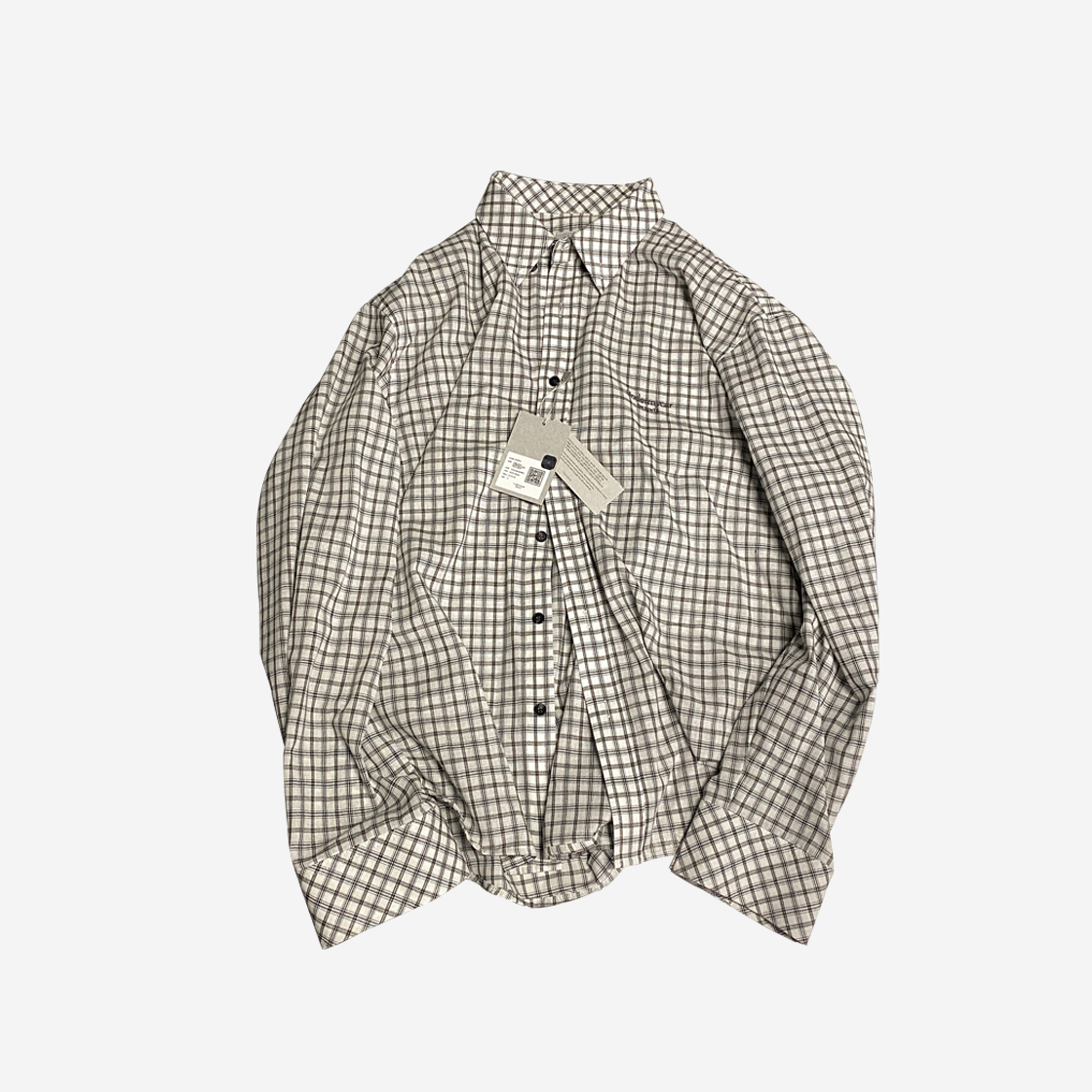 언더마이카 무.35 안티 Fxxking 로고 플레이 베이직 롱 슬리브 체크 셔츠 화이트 블랙 | Undermycar | KREAM