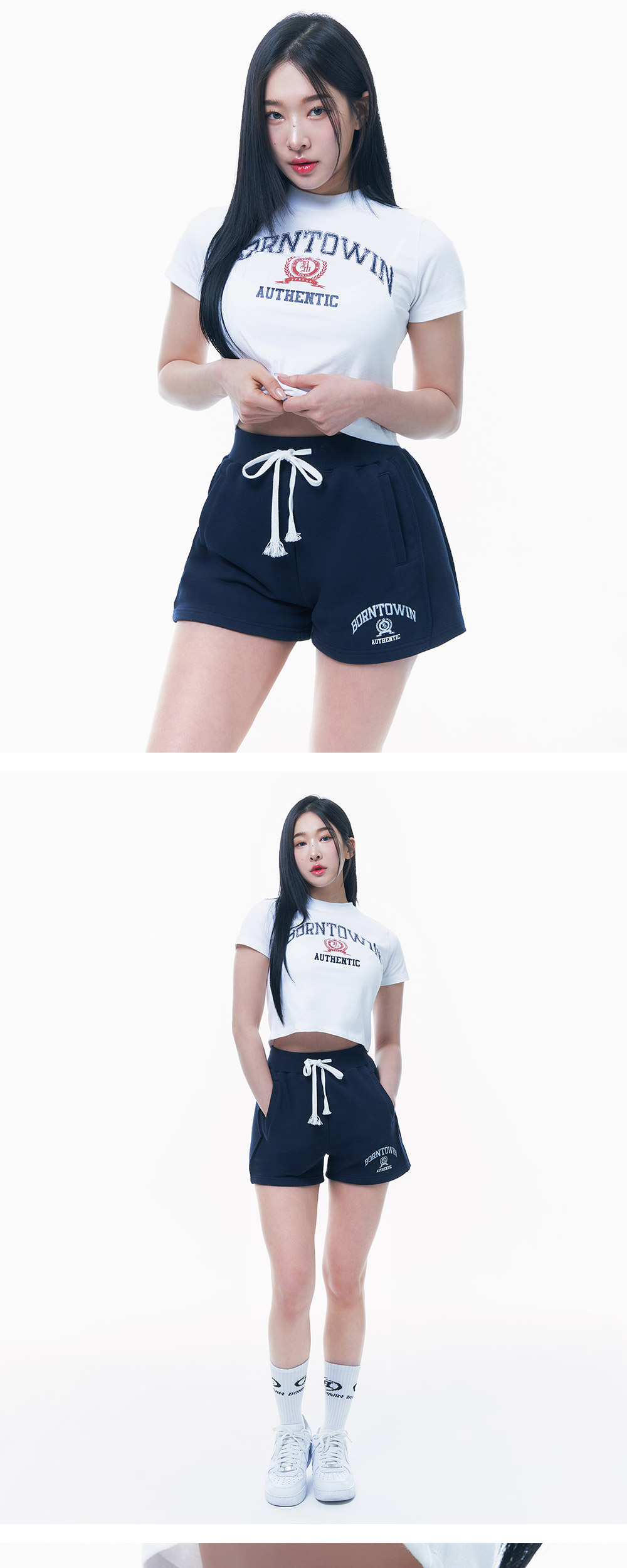 본투윈 사이드 리브드 엠블렘 쇼츠 네이비 | BORN TO WIN | KREAM