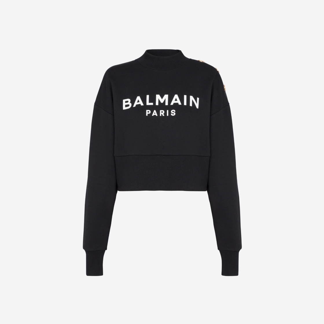 발망 에코 리스폰시블 코튼 크롭 로고 프린트 스웨트셔츠 블랙 | Balmain | KREAM