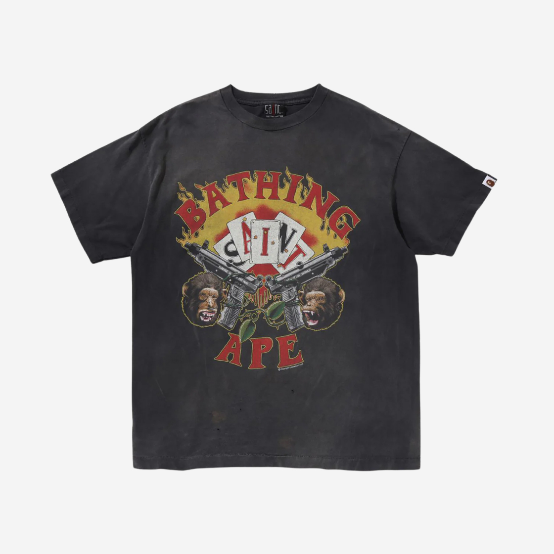 베이프 x 세인트 마이클 건즈 티셔츠 차콜 | BAPE | KREAM