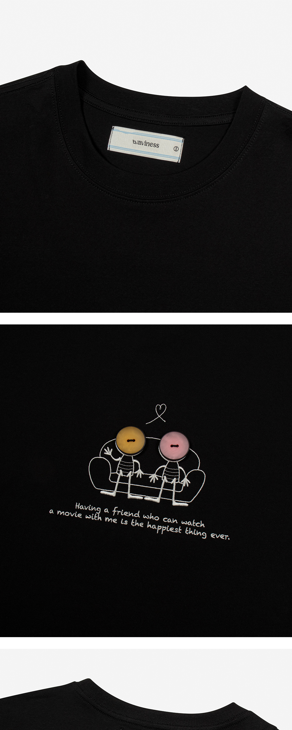 웨이비니스 무비 메이트 버튼 티셔츠 블랙 | Waviness | KREAM