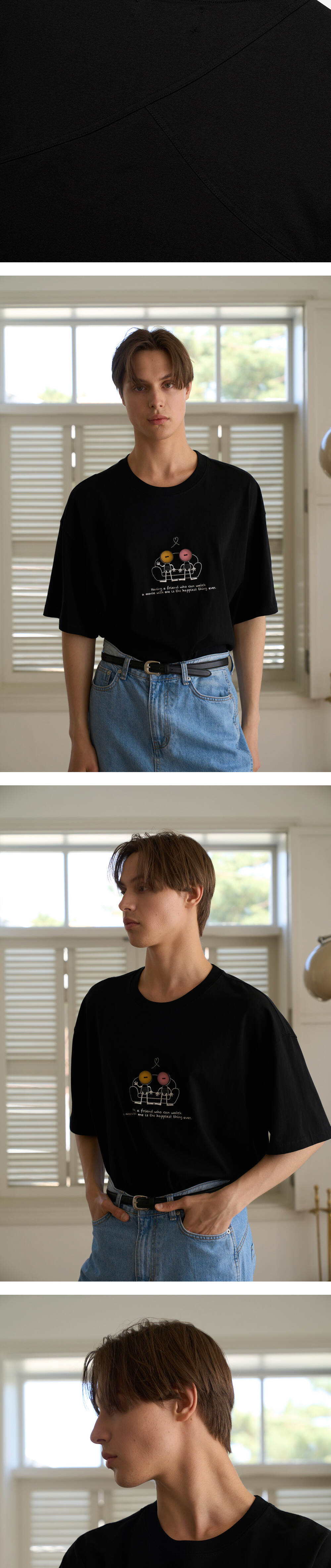 웨이비니스 무비 메이트 버튼 티셔츠 블랙 | Waviness | KREAM