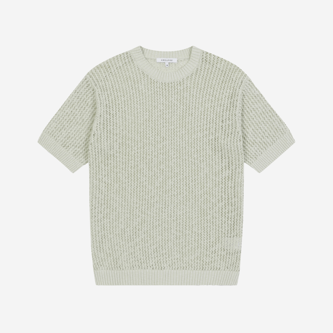 아모프레 메쉬 크루넥 숏슬리브 스웨터 라이트 옐로우 | AMOUPRE | KREAM