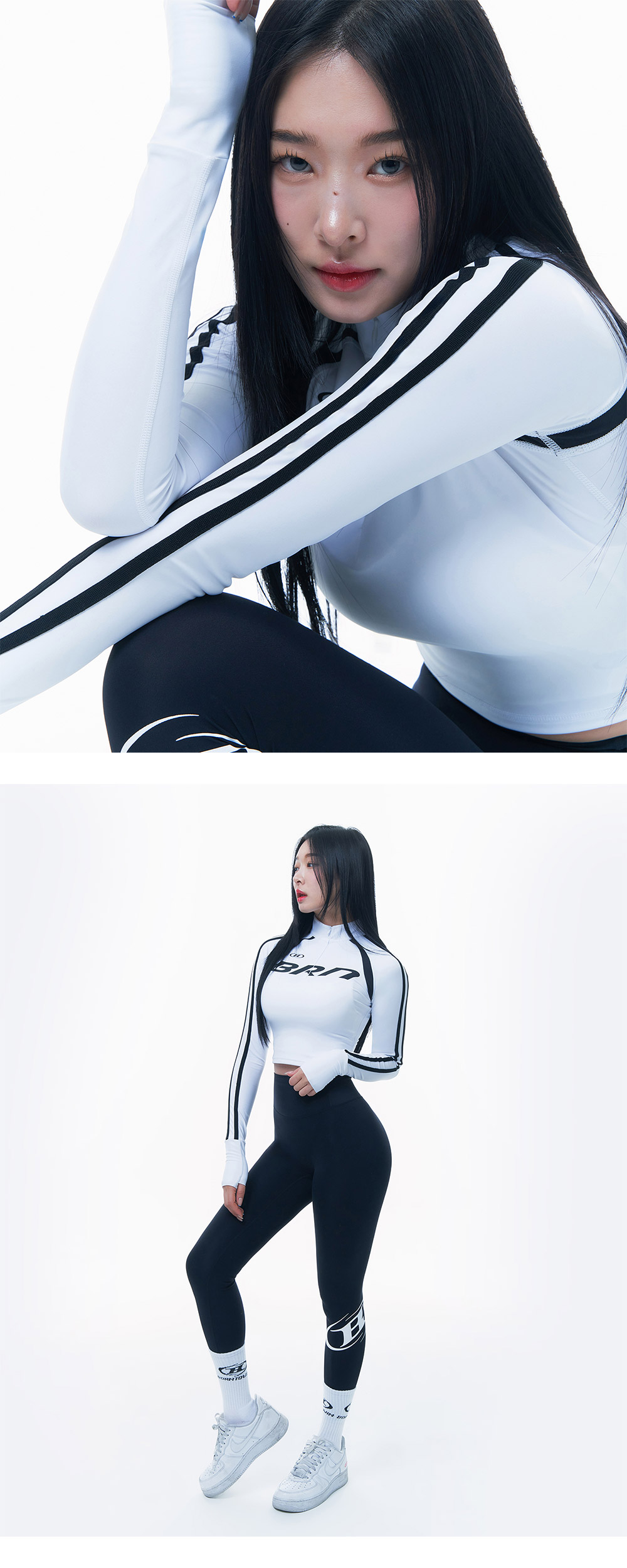 본투윈 BRN 슬림 하프 집업 롱슬리브 화이트 | BORN TO WIN | KREAM