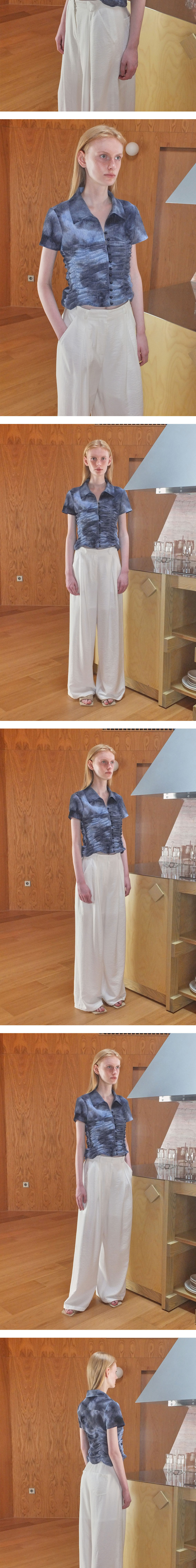 엔오르 우먼 타이다이 셔링 블라우스 그레이 | ENOR | KREAM