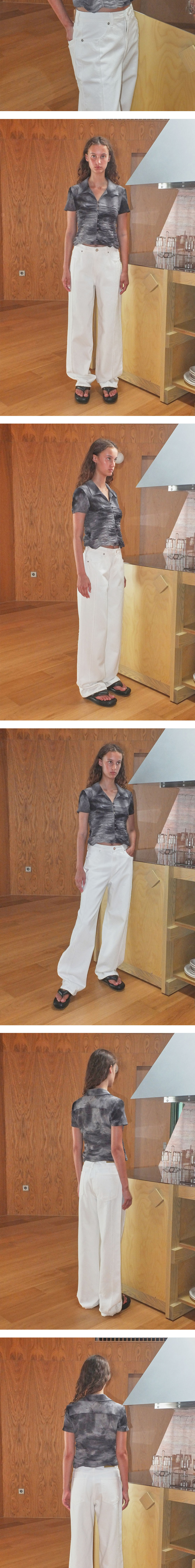 엔오르 우먼 타이다이 셔링 블라우스 그레이 | ENOR | KREAM