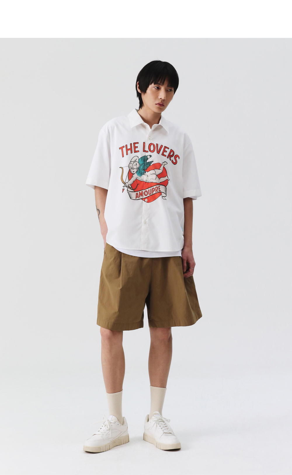 아모프레 벨크로 버뮤다 쇼츠 다크 베이지 | AMOUPRE | KREAM
