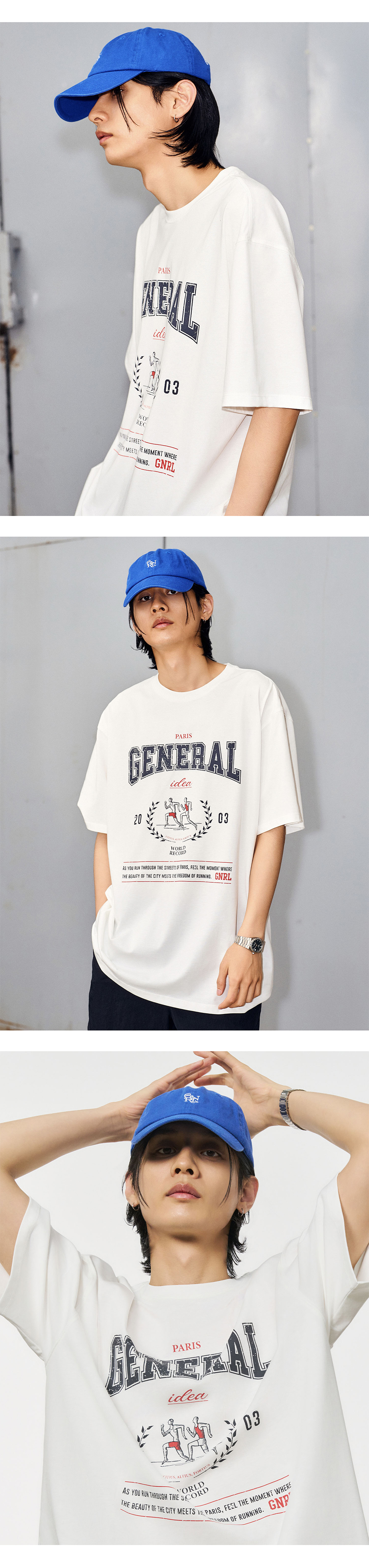 제너럴아이디어 유니섹스 마라톤 반팔 티셔츠 화이트 | GENERAL IDEA | KREAM