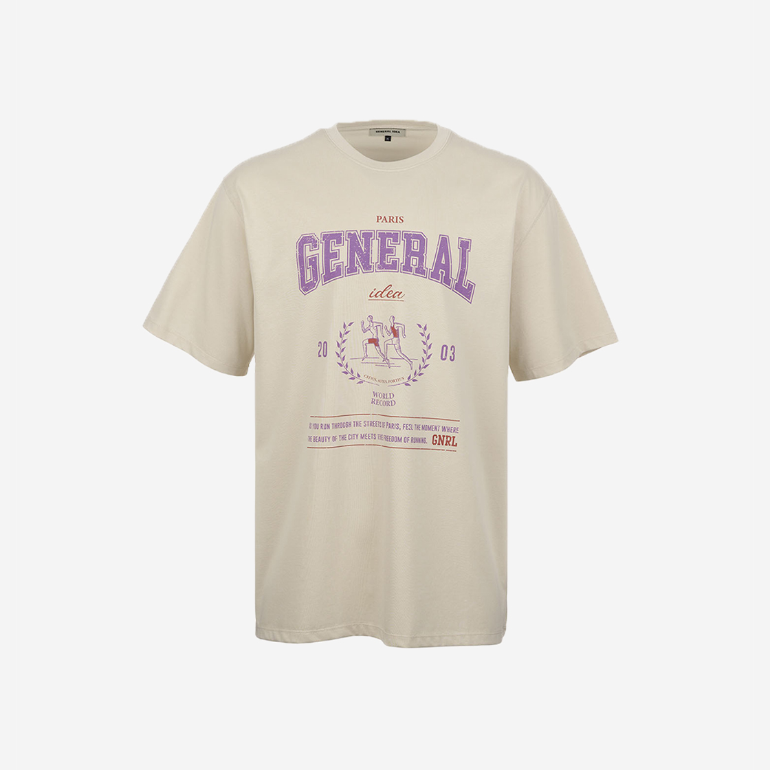 제너럴아이디어 유니섹스 마라톤 반팔 티셔츠 샌드베이지 | GENERAL IDEA | KREAM