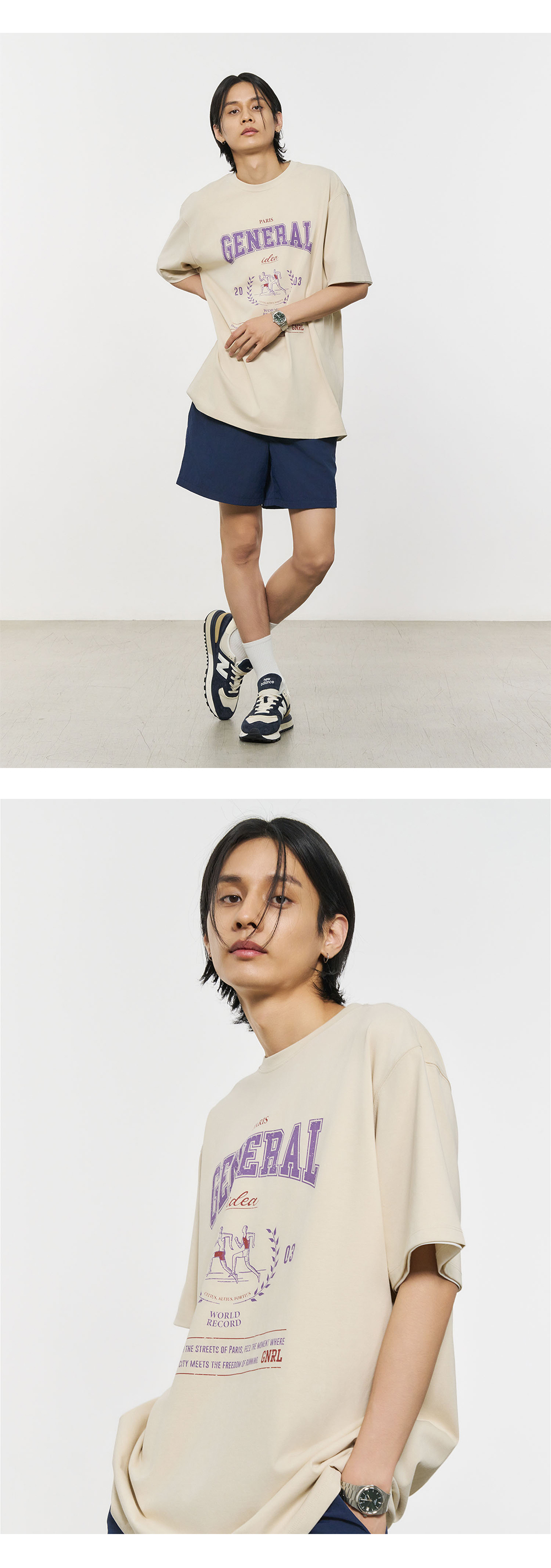 제너럴아이디어 유니섹스 마라톤 반팔 티셔츠 샌드베이지 | GENERAL IDEA | KREAM