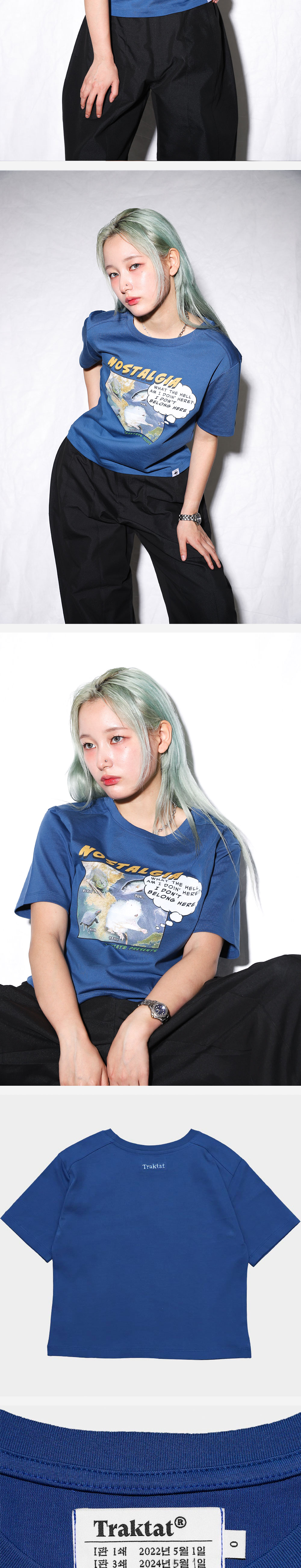 트락타트 노스텔지아 세미 크롭 티셔츠 딥 블루 | Traktat | KREAM