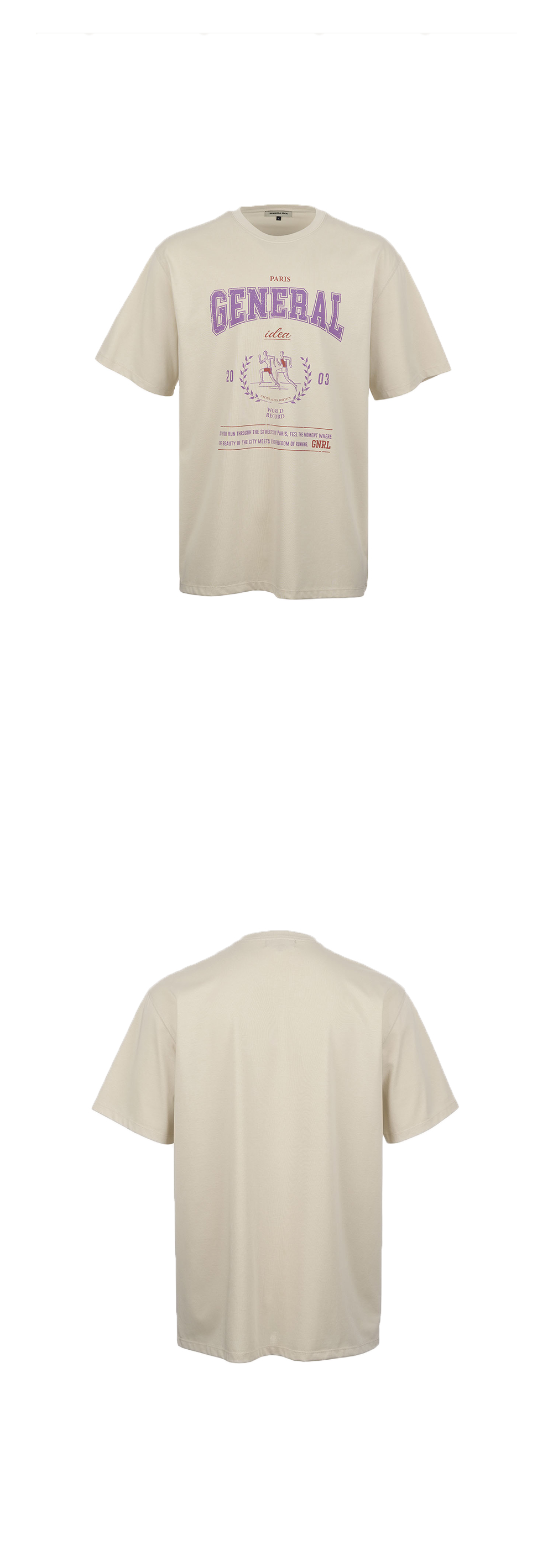 제너럴아이디어 유니섹스 마라톤 반팔 티셔츠 샌드베이지 | GENERAL IDEA | KREAM