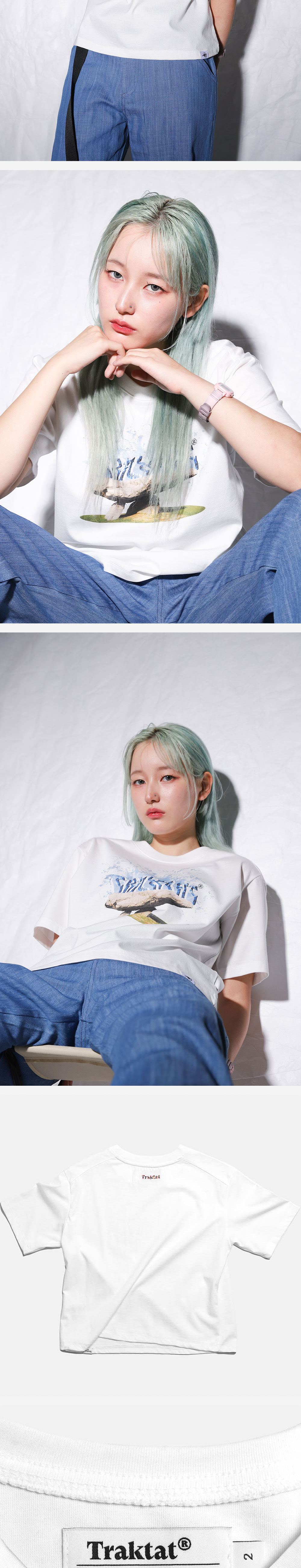 트락타트 고인돌 세미 크롭 티셔츠 화이트 | Traktat | KREAM