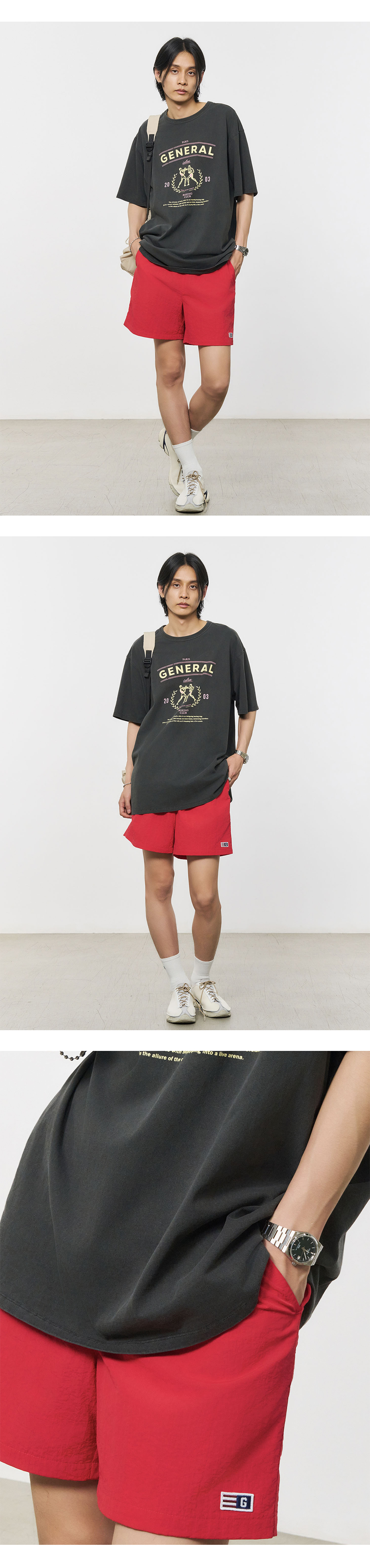 제너럴아이디어 유니섹스 베이직 밴딩 쇼츠 레드 | GENERAL IDEA | KREAM