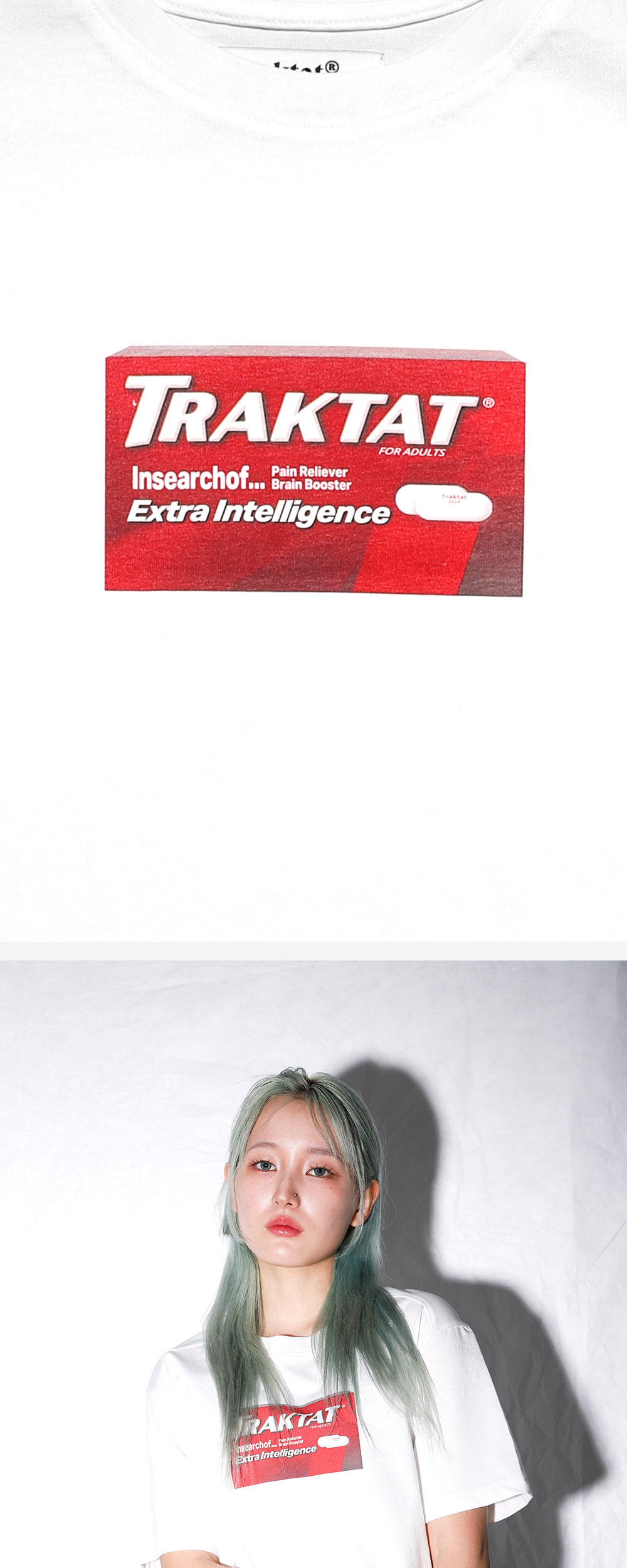 트락타트 타블렛 레드 박스 로고 세미 크롭 티셔츠 화이트 | Traktat | KREAM